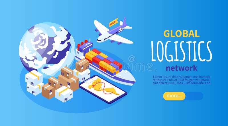 Global Logistics Horizontal Banner Stock Illustration - Illustration of ...