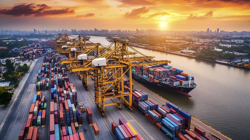 Global Logistics Hub Streamlined Import and Export of Containers Stock ...