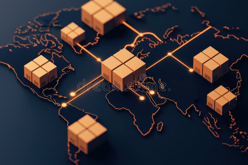 A Global Logistics Map with Holographic Routes Connecting, a Seamless ...