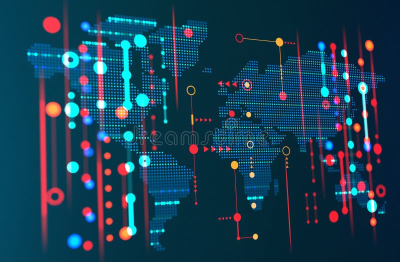 Global Logistics, Map of the Movement of Goods, Continental Transport ...