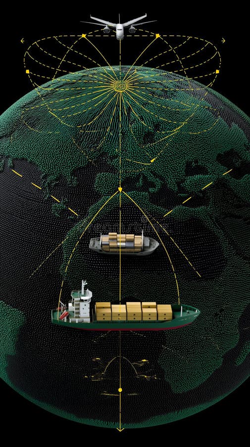 Global Logistics Network with Animated Infographic Arrows, Airplane ...