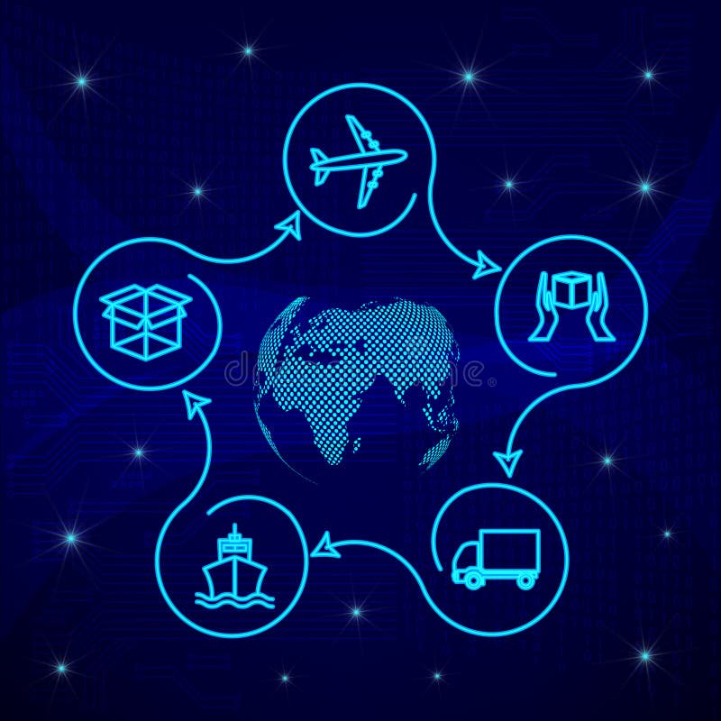 Global Logistics Network in Blue. Map Global Logistics Partnership ...