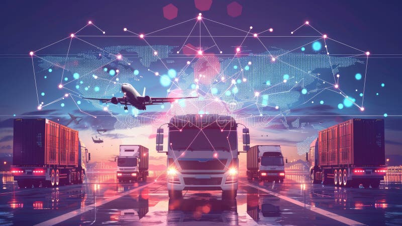 Global Logistics Network Concept with Airplane, Cargo Ship, and Trucks ... Global Logistics Network Concept with Airplane, Cargo Ship, and Trucks ...