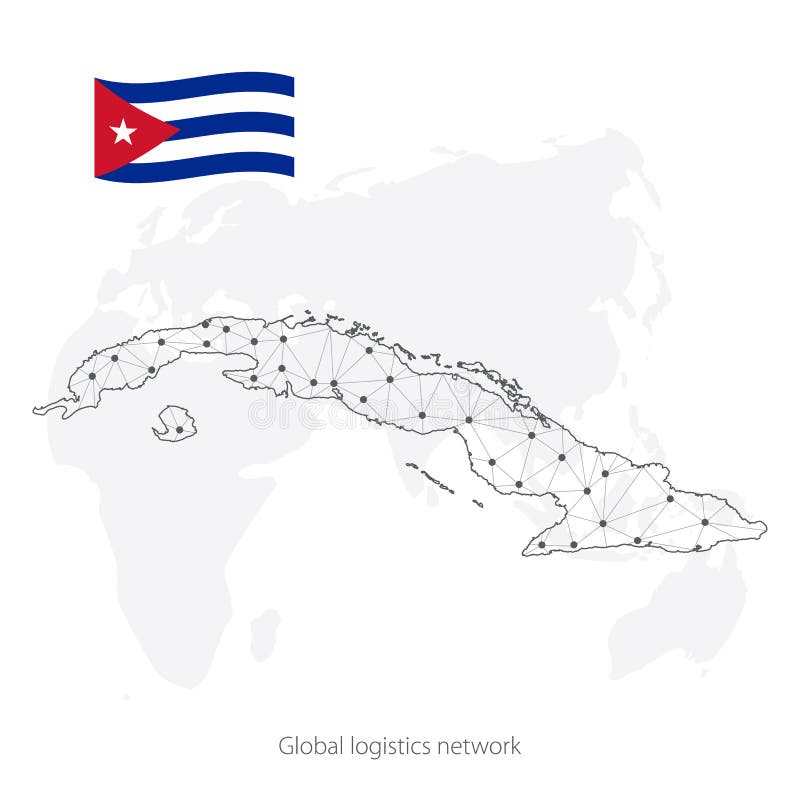 Global Logistics Network Concept. Communications Network Map Cuba On ...