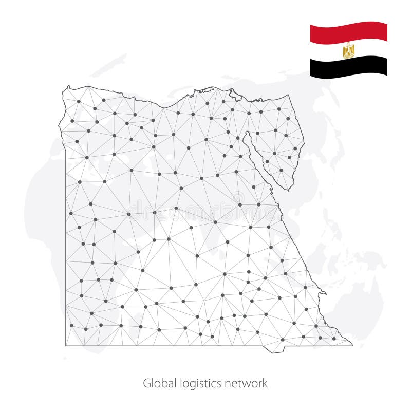 Global Logistics Network Concept. Communications Network Map Egypt on ...