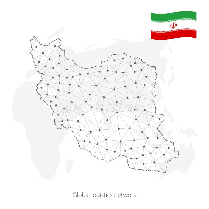 Iran Map with Nodes Linked by Lines. Concept of Global Communication ... Iran Map with Nodes Linked by Lines. Concept of Global Communication ...