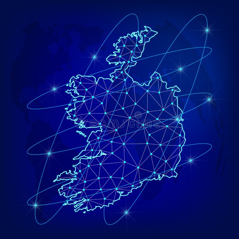 Global Logistics Network Concept. Communications Network Map Ireland on ...