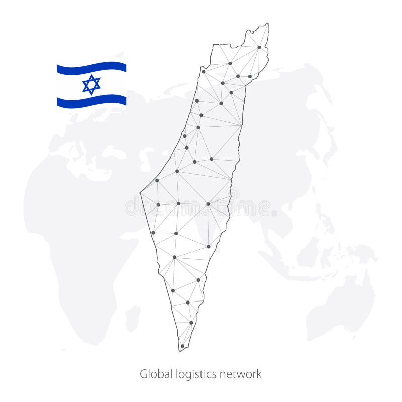 Global Logistics Network Concept. Communications Network Map Israel on ...