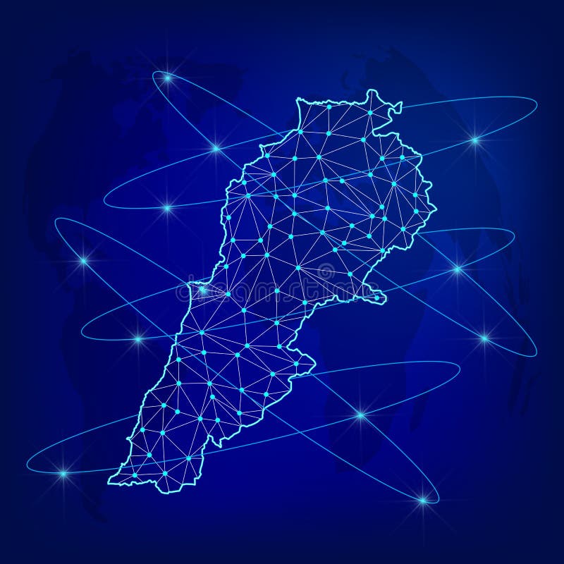 Global Logistics Network Concept. Communications Network Map Lebanon On ...