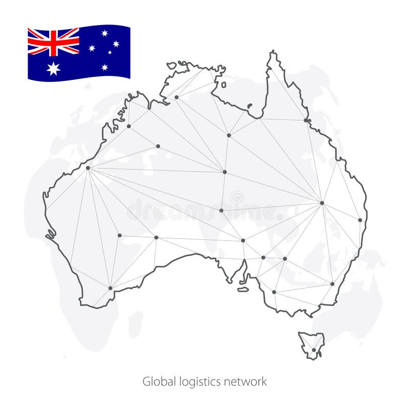 Global Logistics Network Concept. Communications Network Map Australia ...