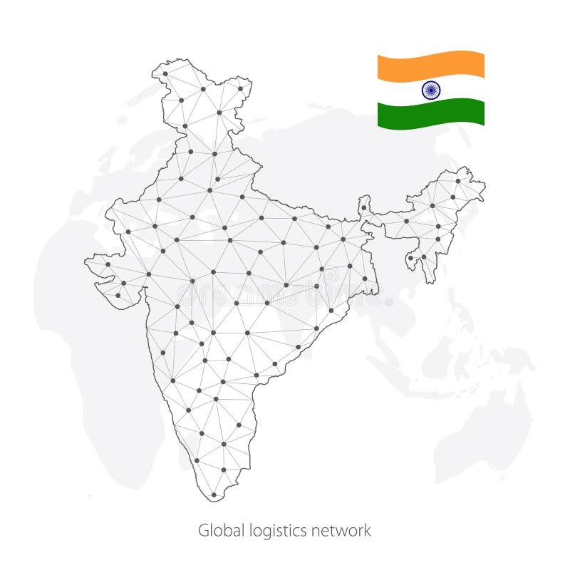 Global Logistics Network Concept. Communications Network Map India on ... Global Logistics Network Concept. Communications Network Map India on ...