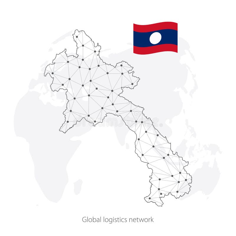 Laos Logistics Concept Illustration. National Flag of Laos from the ...