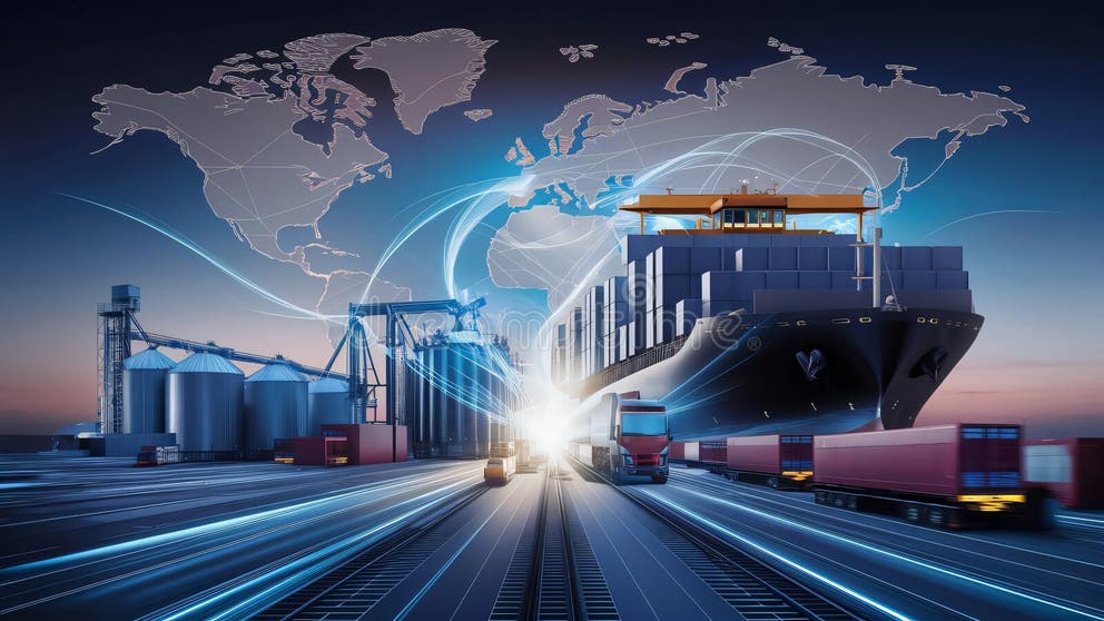 Global Logistics Network, Container Ship, Trucks, High Quality Image ...