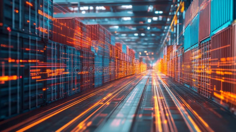 Global Logistics Network Data Flow through Shipping Containers Stock ...