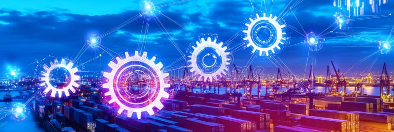 Global Logistics Network Efficiency Interconnected Gears Symbolize ...