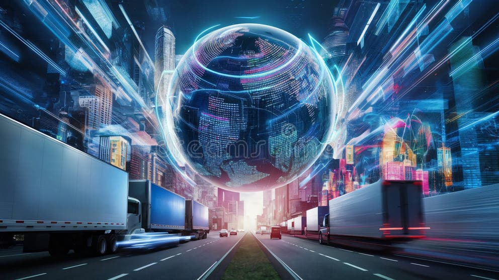 Global Logistics Network, Futuristic Cityscape High Quality Image Stock ...