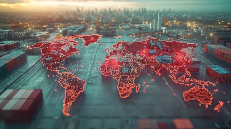 Global Logistics Network with Shipping Containers Stock Illustration ...