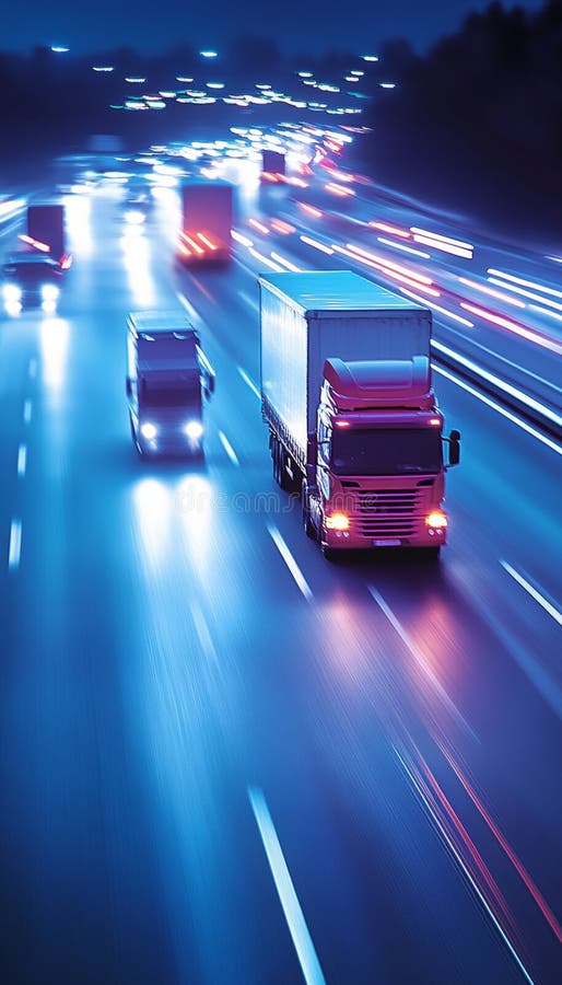 Global Logistics Network Transportation with Motion Blur, Trucks on ...