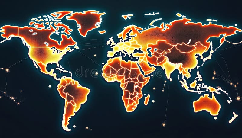 194 Glowing World Map Connected Network Global Technology Concept Stock Photos - Free & Royalty ...