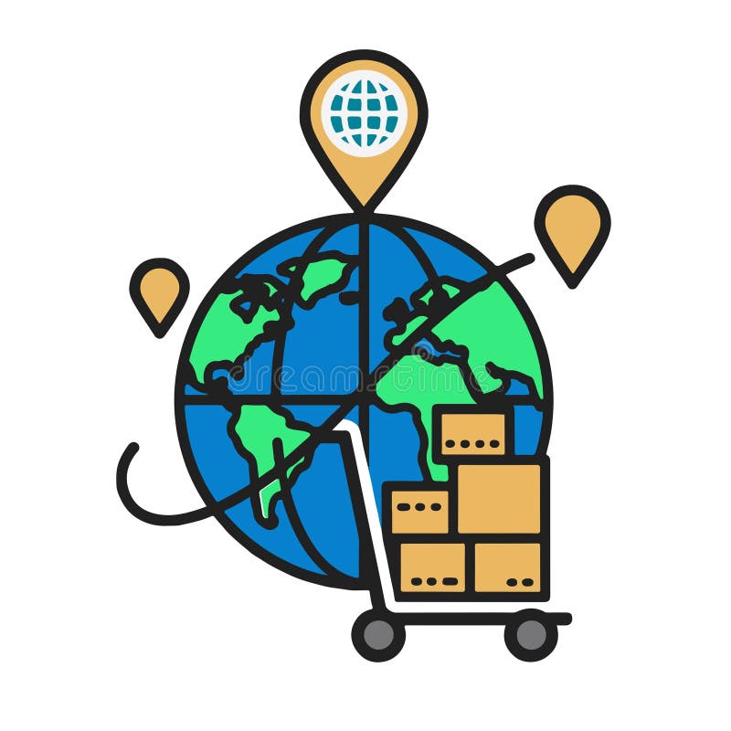 Global Logistics and Shipping Icon Stock Vector - Illustration of ...