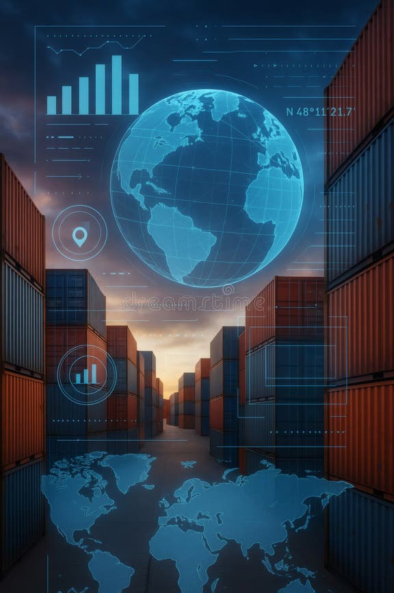 Global Logistics: Stacks of Containers Symbolize Worldwide Trade ...