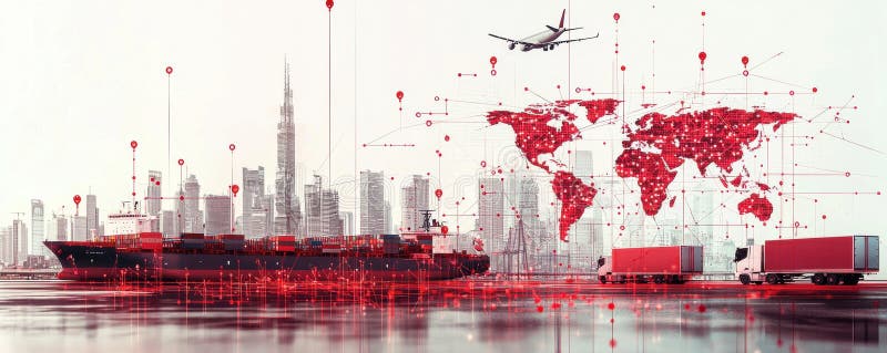 Global Logistics and Transportation Network with City Skyline Stock ...