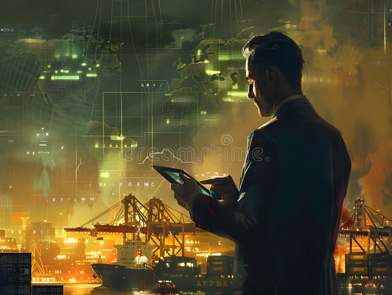 Global Logistics Vision Businessman Navigating the Future of ...