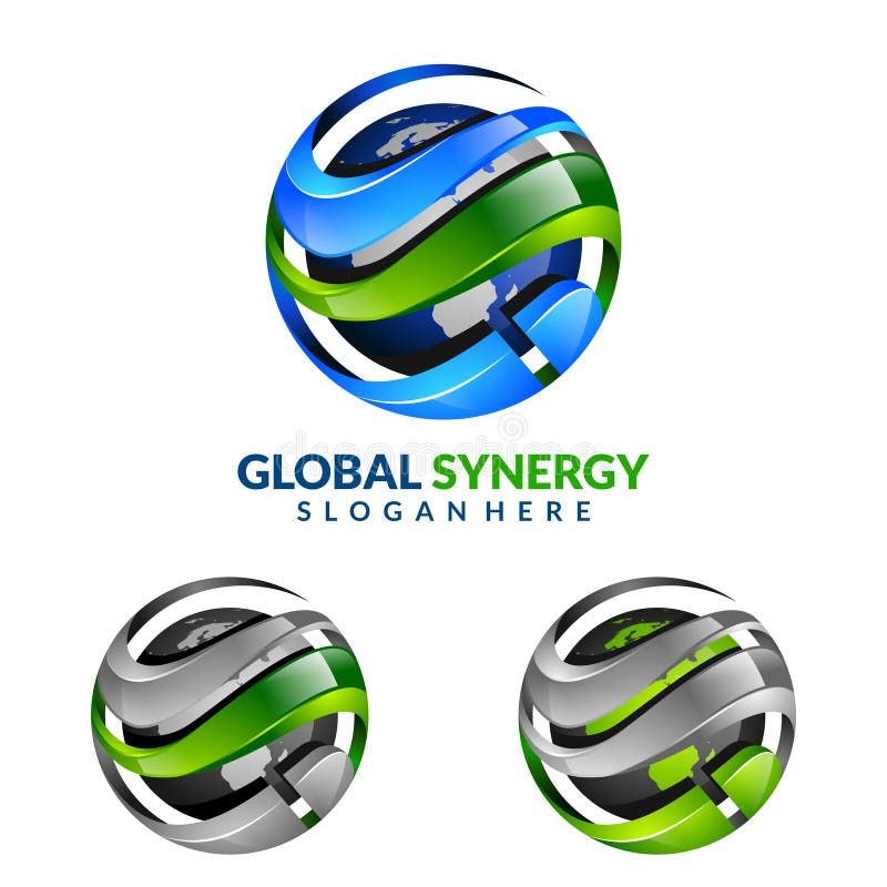 Global Logo with Ring Sphere and Digital World Motion Vector Logo ...