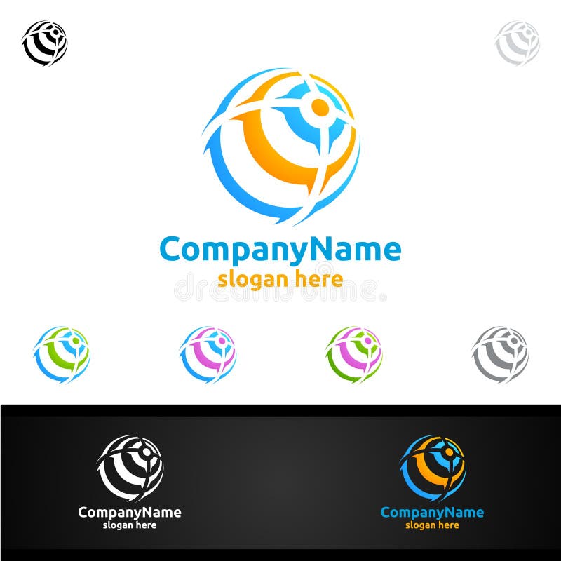 Global Logo for Modern Technology World Sphere Concept Stock Vector ...