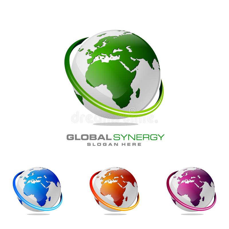 Global Logo with Ring Sphere and Digital World Motion Vector Logo ...