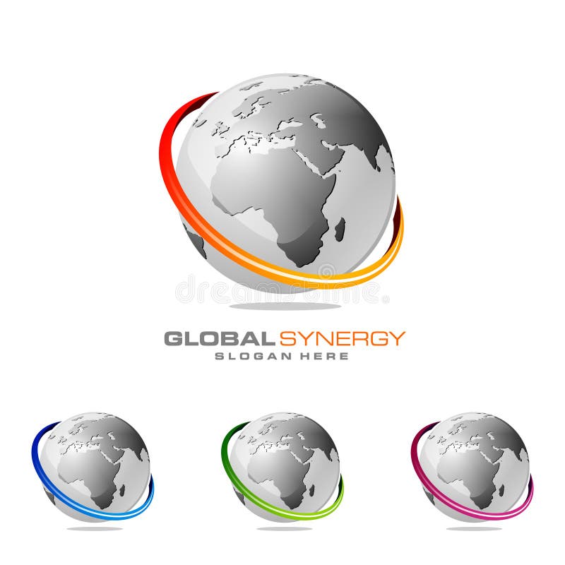 Global Logo with Ring Sphere and Digital World Motion Vector Logo ...