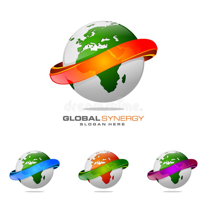 Global Logo with Ring Sphere and Digital World Motion Vector Logo ...