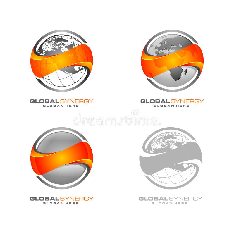 Global Logo with Ring Sphere and Digital World Motion Vector Logo ...