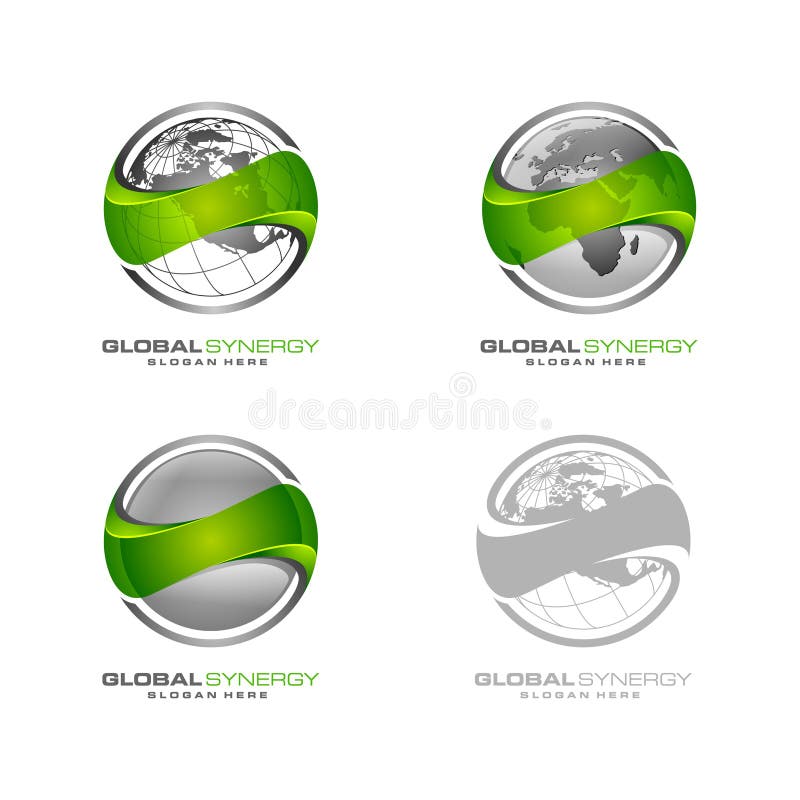 Global Logo with Ring Sphere and Digital World Motion Vector Logo ...