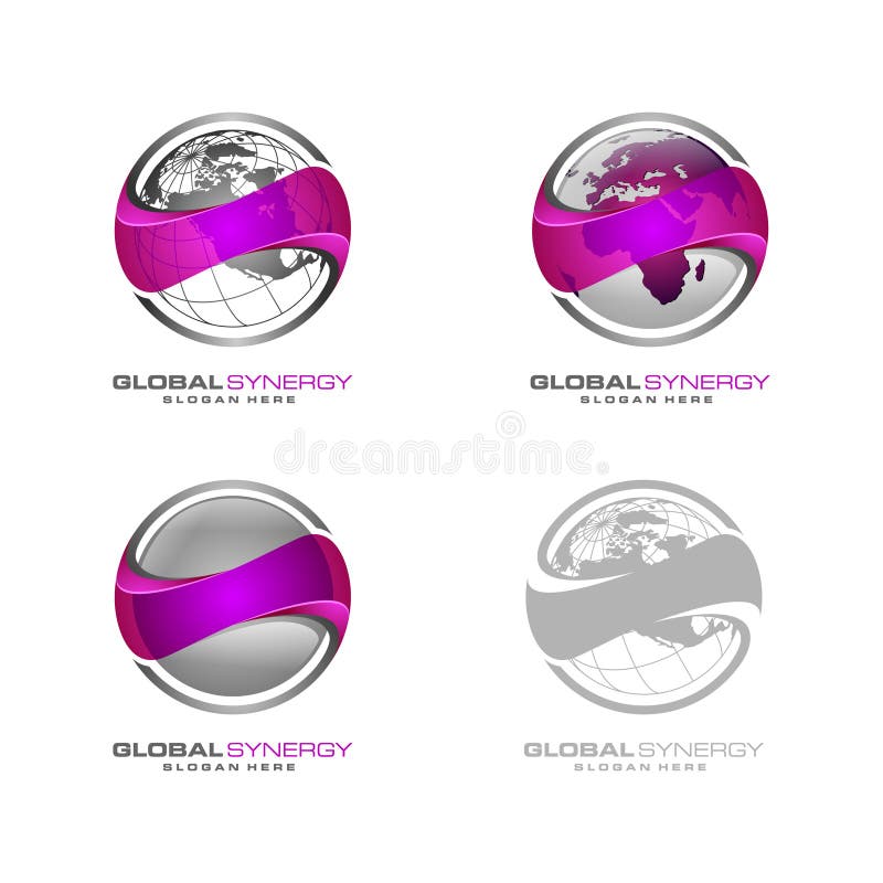 Global Logo with Ring Sphere and Digital World Motion Vector Logo ...