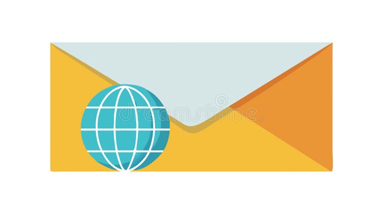 Global Mail Service with Envelope and Globe Icon, Vector Design ...