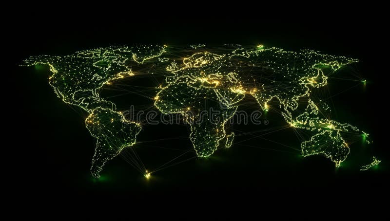 A Global Map Featuring Luminous Data Highways between Continents ...