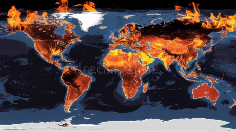 Global Map of Fire Activity Showcasing Entire Surface of the Earth with ...
