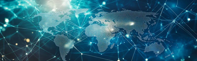 Global Network with AI Connections and Digital World Map Stock Image ...