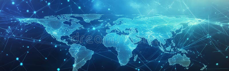 Global Network with AI Connections and Digital World Map Stock Photo ...