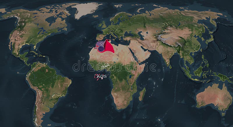 Global Map: Highlighting Morocco with Dramatic Red Emphasis Stock ...