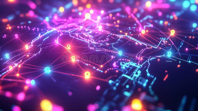 A Global Map with Interconnected Glowing Nodes Symbolizing Onlin Stock ...