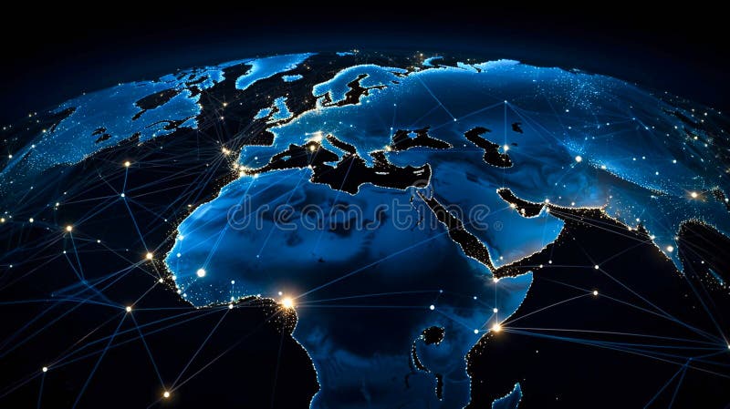 Global Map with Interconnected Points Digital Stock Image - Image of ...