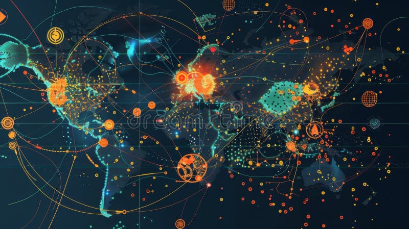 Global Map with Numerous Dots Stock Image - Image of scattered, chart ...