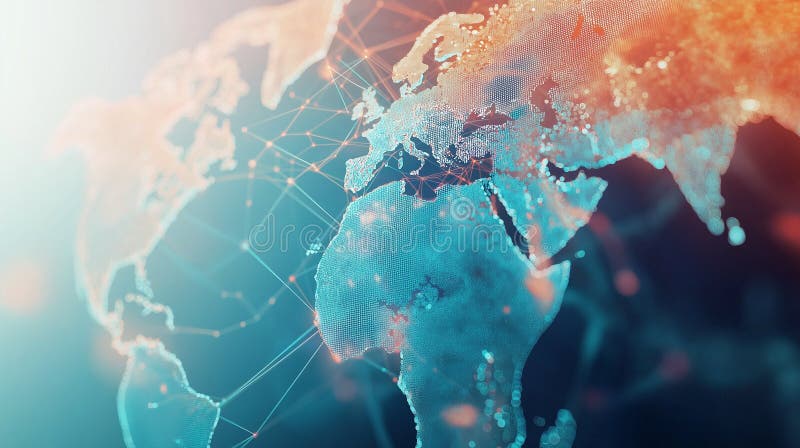 Global Map Overlay with a Futuristic Design, Highlighting Technology ...