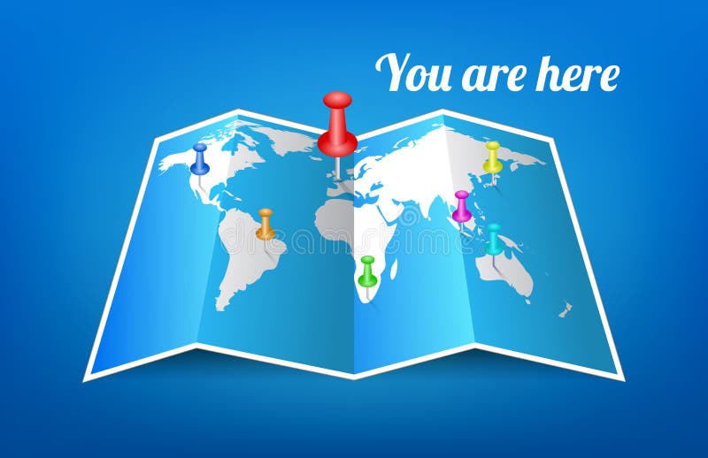 Global Map Pin Sign for Navigation Direction Place - 3d Illustration ...