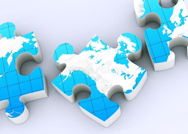 Two puzzle of global map stock illustration. Illustration of isolated ...