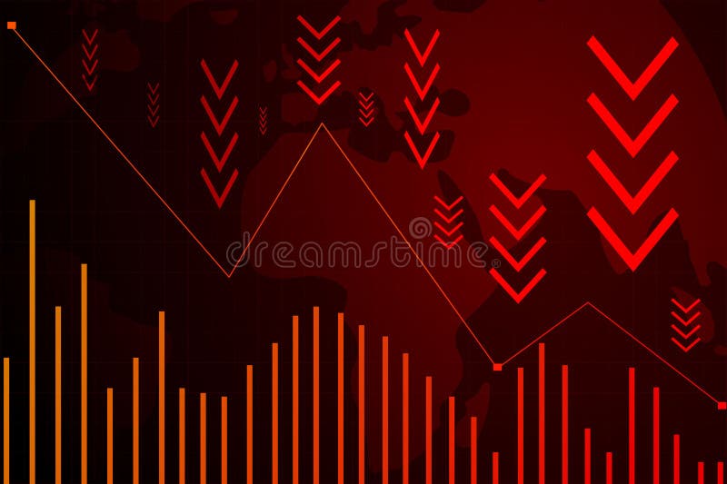 Global Map with Red Bars and Arrows Pointing Down Shows Synchronized ...