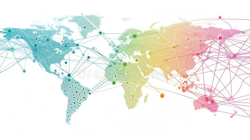Colorful Global Network Connections Stock Image - Image of technology ...
