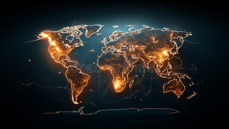 Global Map Visualization Showcasing Illuminated Regions Across ...